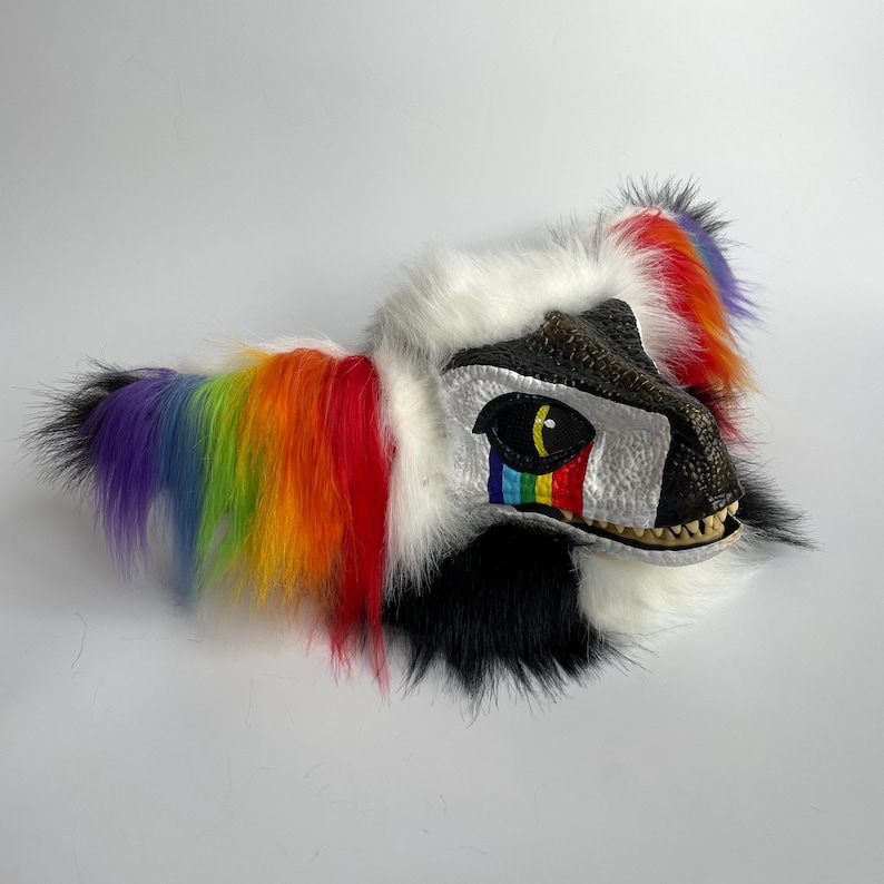 Colorful Furry Raptor Mask, Custom Fursuit Head With Adjustable Fit ...