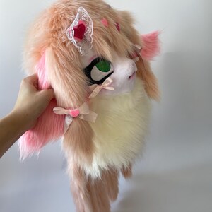 Light Pink Kemono Fursuit Set, Premade Furry Mask With Collar, Tail and ...