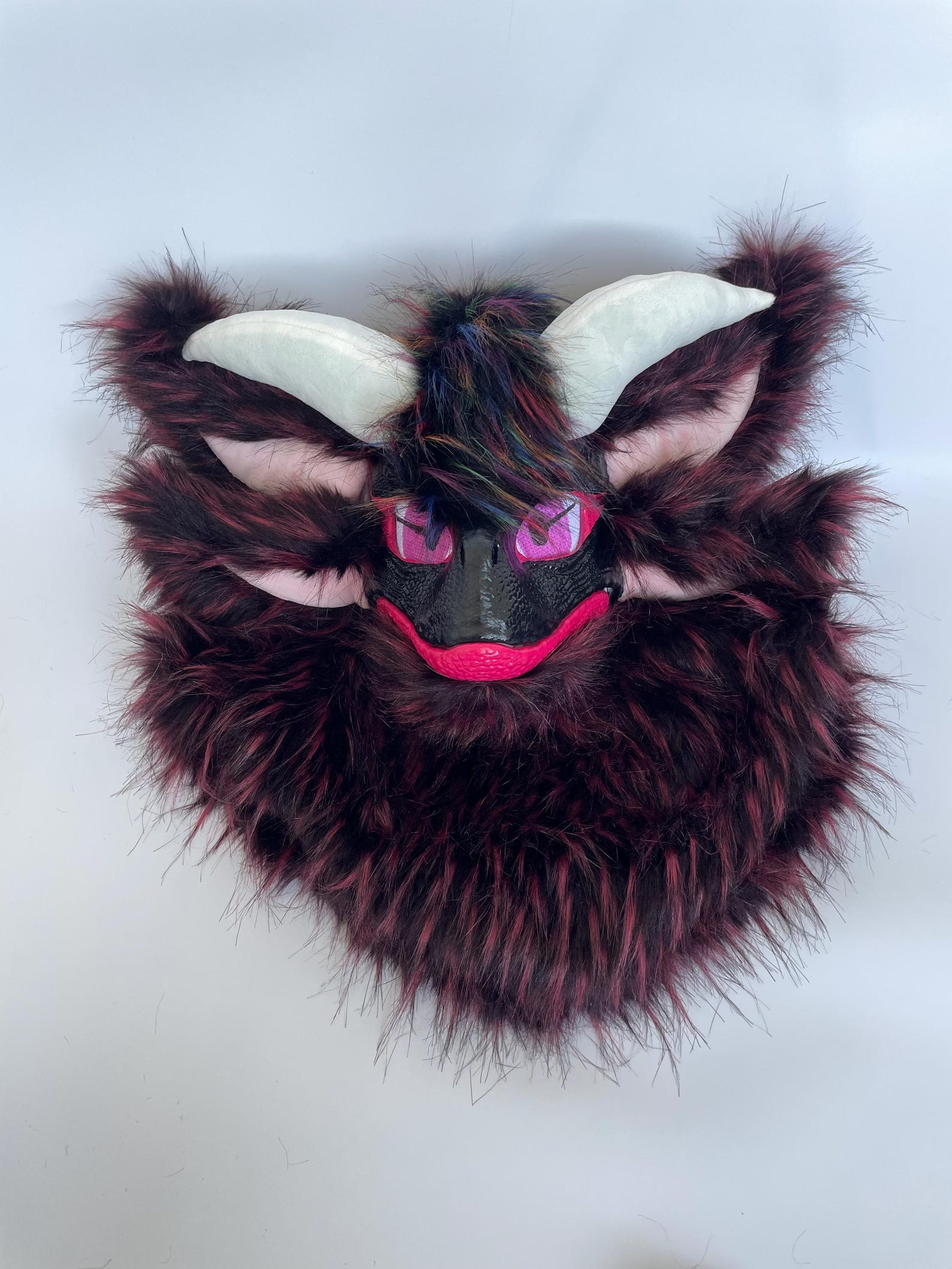 Furry Dino Fursuit Head, Dark Purple Mask With Movable Jaw, 4 Ears and ...
