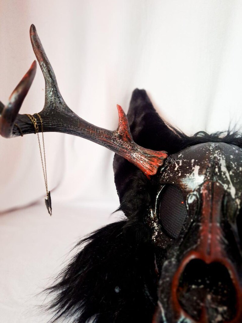 Wendigo Fursuit Head Premade, Tribal Bone Mask With Removable Horns ...