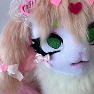 Light Pink Kemono Fursuit Partial, Premade Furry Mask With Collar, Tail ...