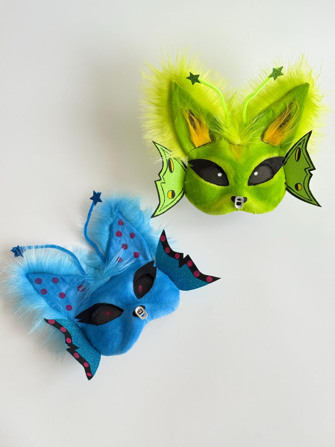 Moon Moth Therian Mask | Premade Cosplay | Bright Blue Light Green ...