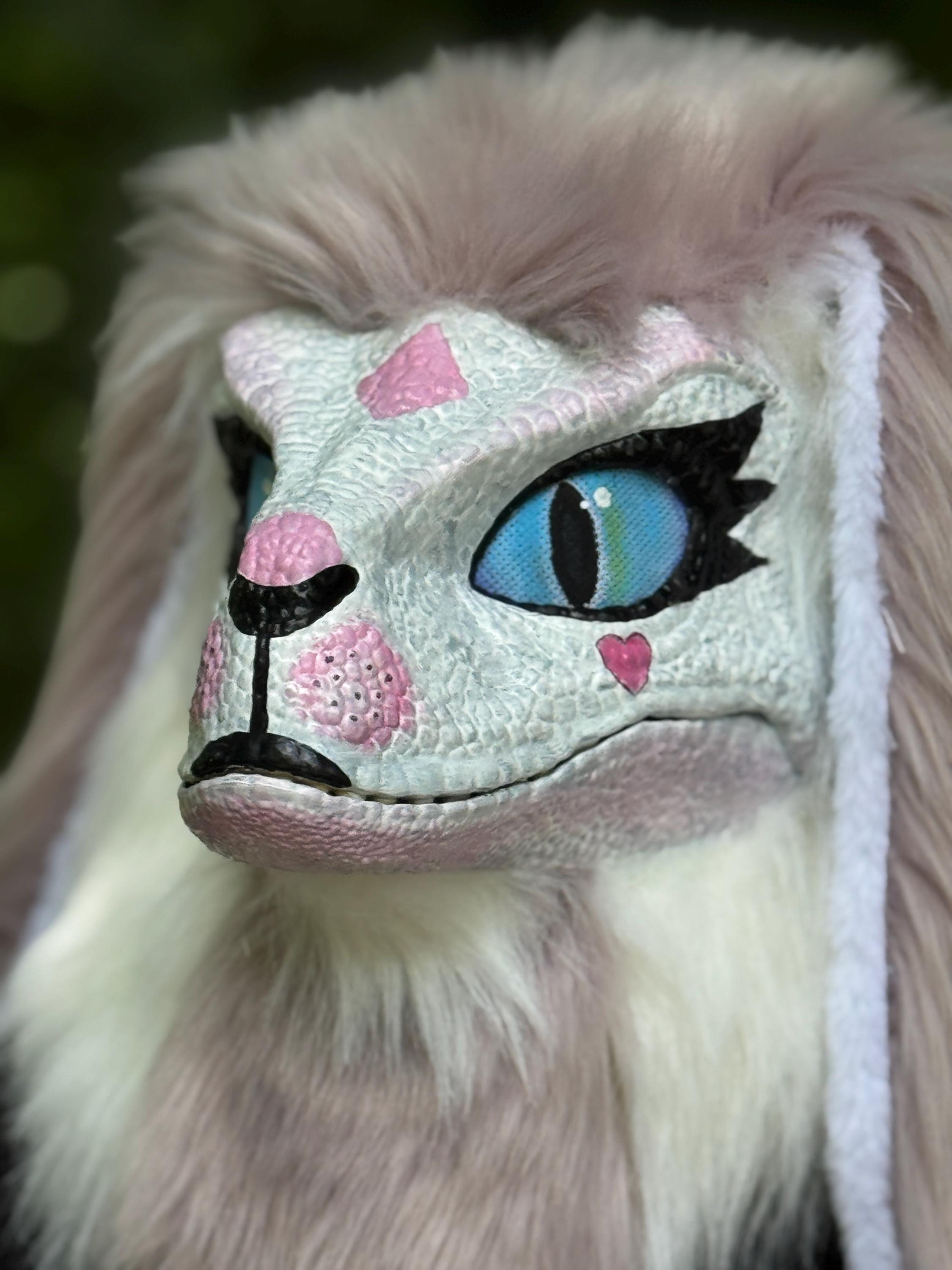 Pink Dino Fursuit Head With Long Ears, Movable Jaw, Cute Design ...