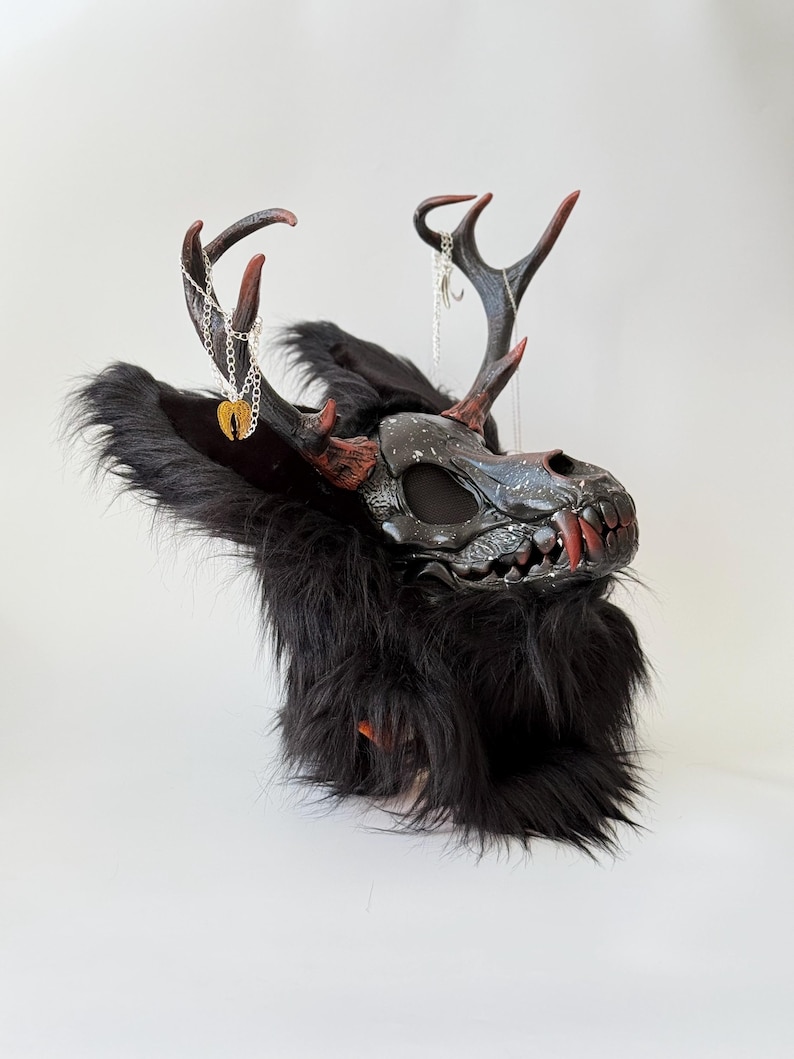 Wendigo Fursuit Head Premade | Tribal Bone Mask With Removable Horns ...