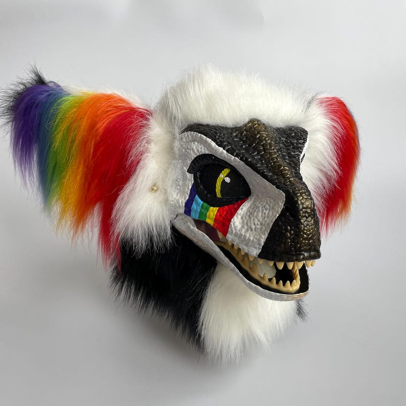 Colorful Furry Raptor Mask, Custom Fursuit Head With Adjustable Fit ...