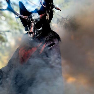 Wendigo Mask With Removable Horns and Cloak, Premade Head, Tribal Bone ...