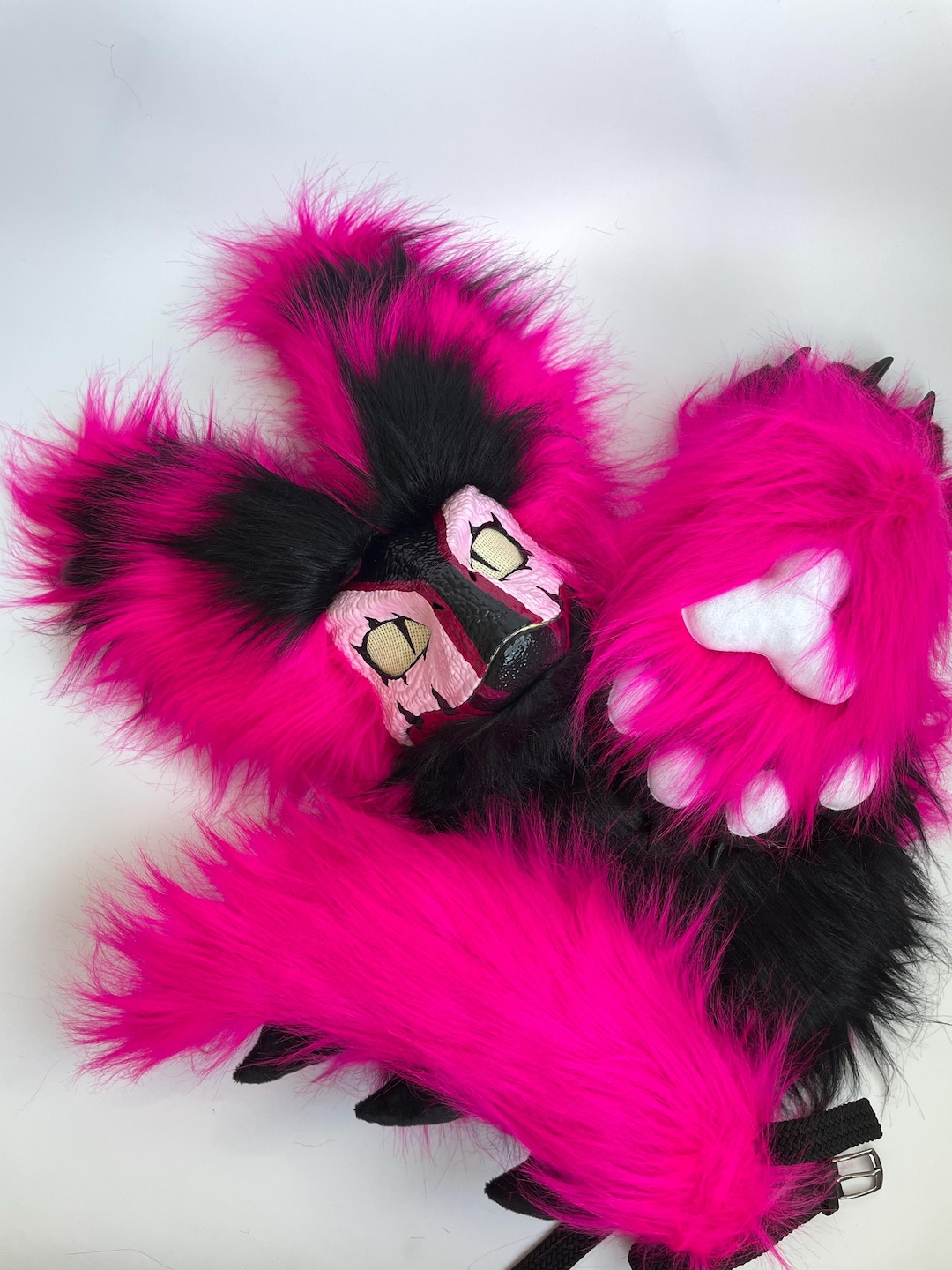 Pink and Black Raptor Fursuit Set With Movable Jaw, Fursuit Partial ...