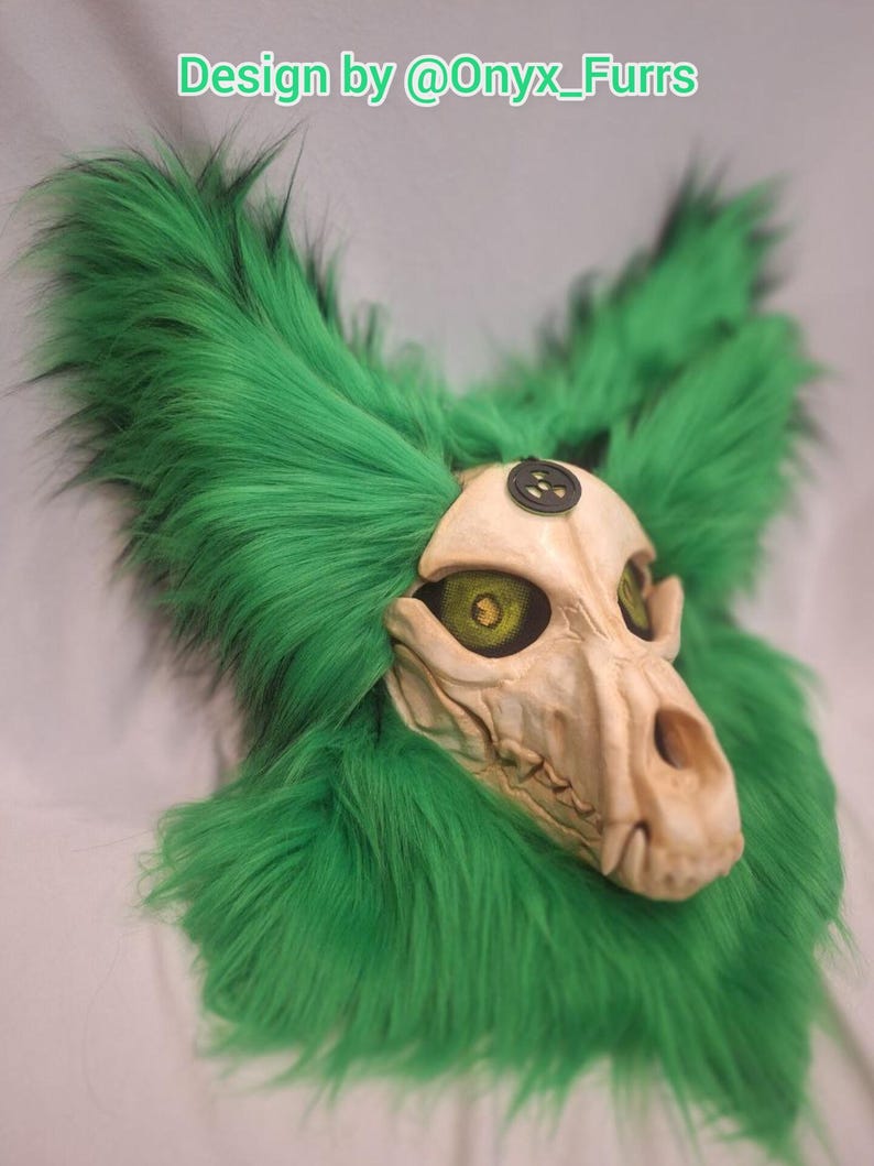 Custom Skulldog Fursuit Head and Paws Set, Green Black Color, Paws With ...
