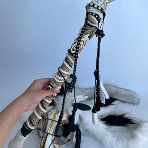 Shaman Fursuit Head Premade, Tribal Bone Mask With Feathers, Faux Fur ...