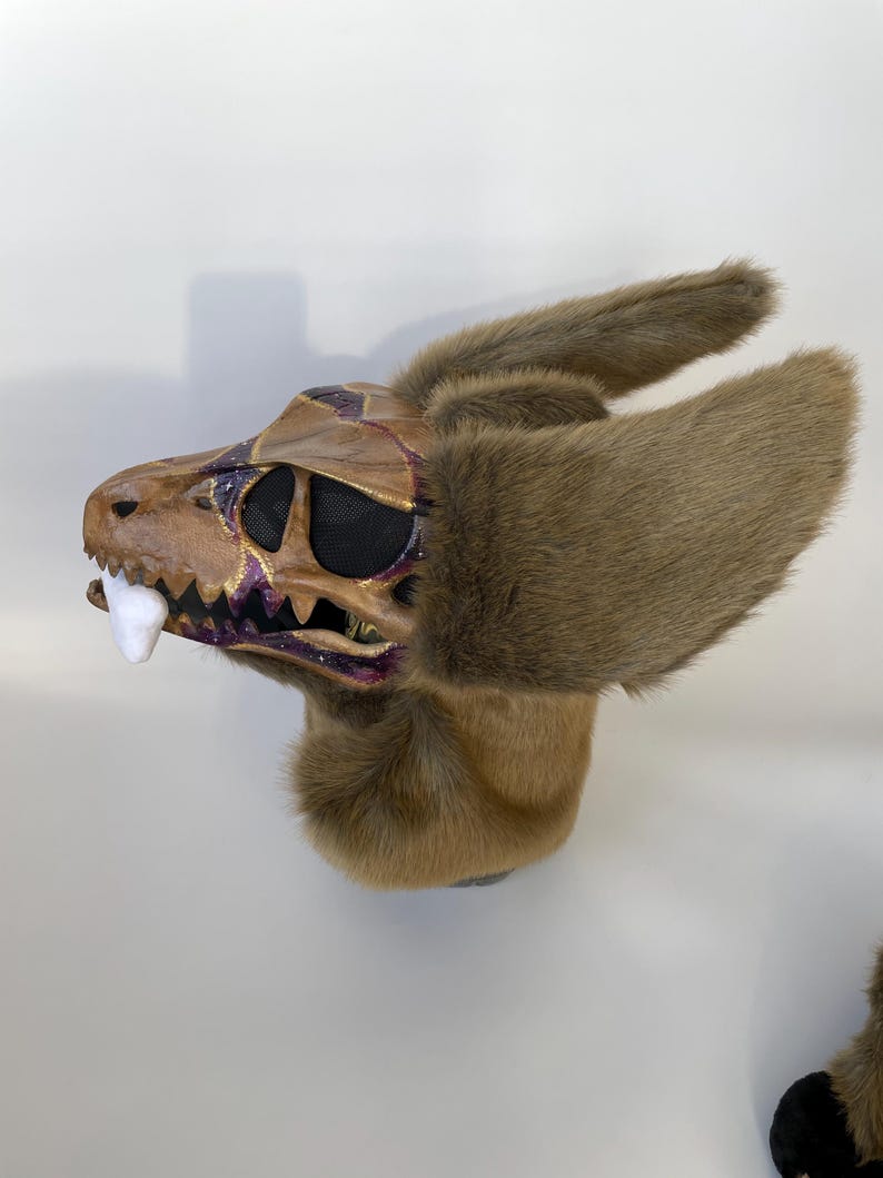 Brown and Black Skullraptor Fursuit Head With Movable Jaw, Paws With ...