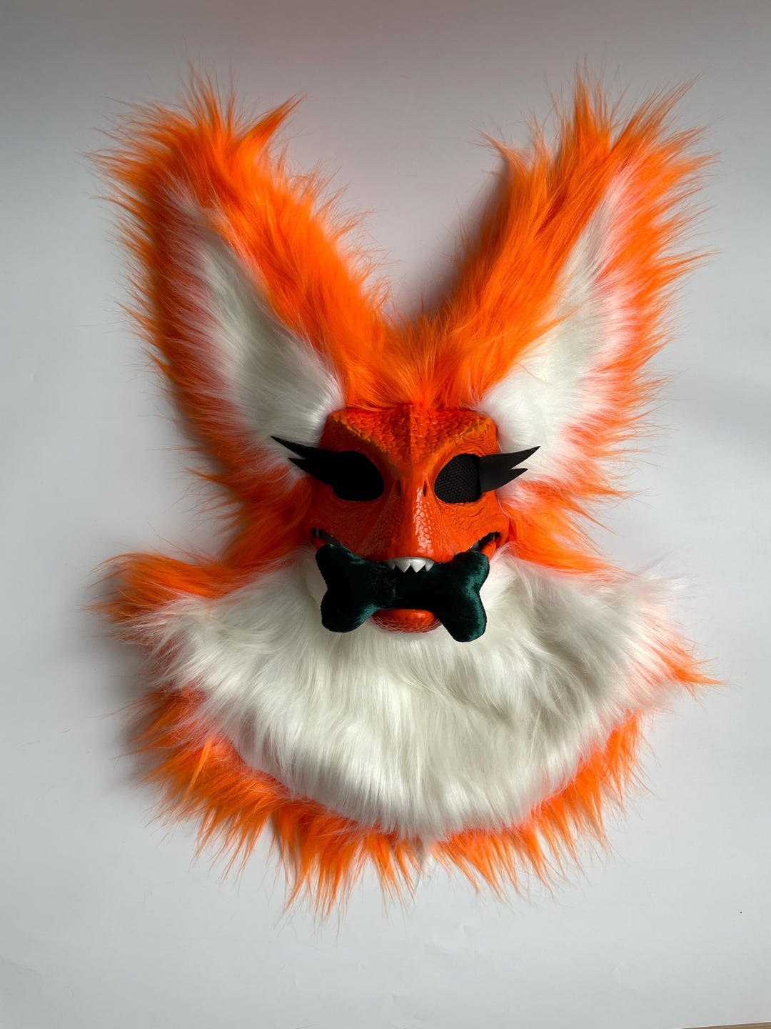 White Orange Dino Fox Fursuit Set, Premade Head With Movable Jaw, Tail ...