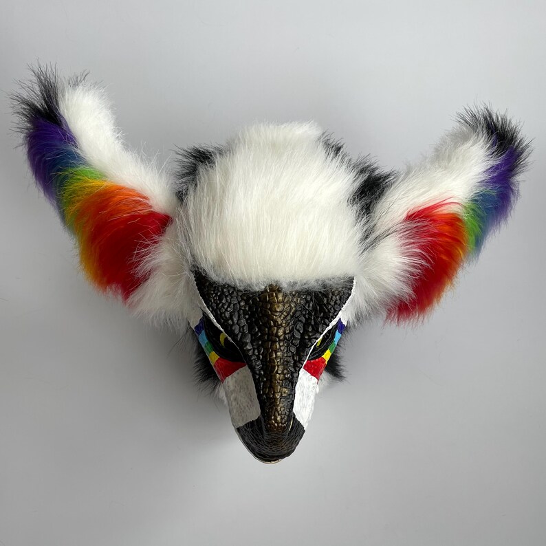 Colorful Furry Raptor Mask, Custom Fursuit Head With Adjustable Fit ...