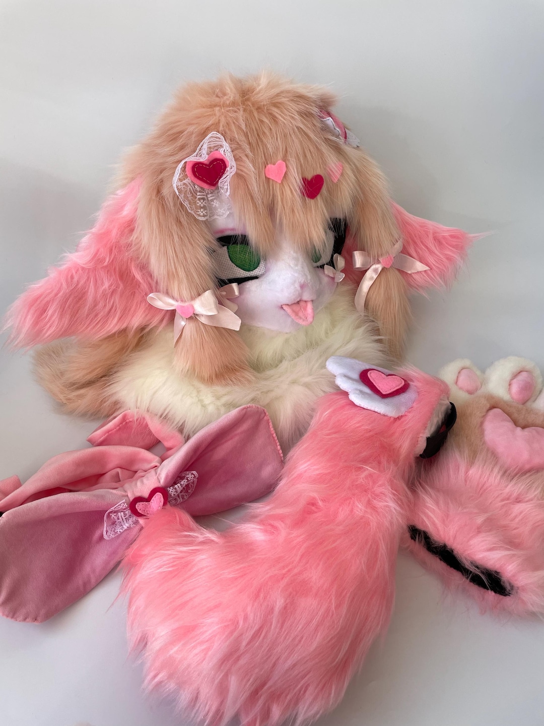 Kigurumi Kemono Fursuit Set With Head, Tail, Paws, Removable Tongue ...