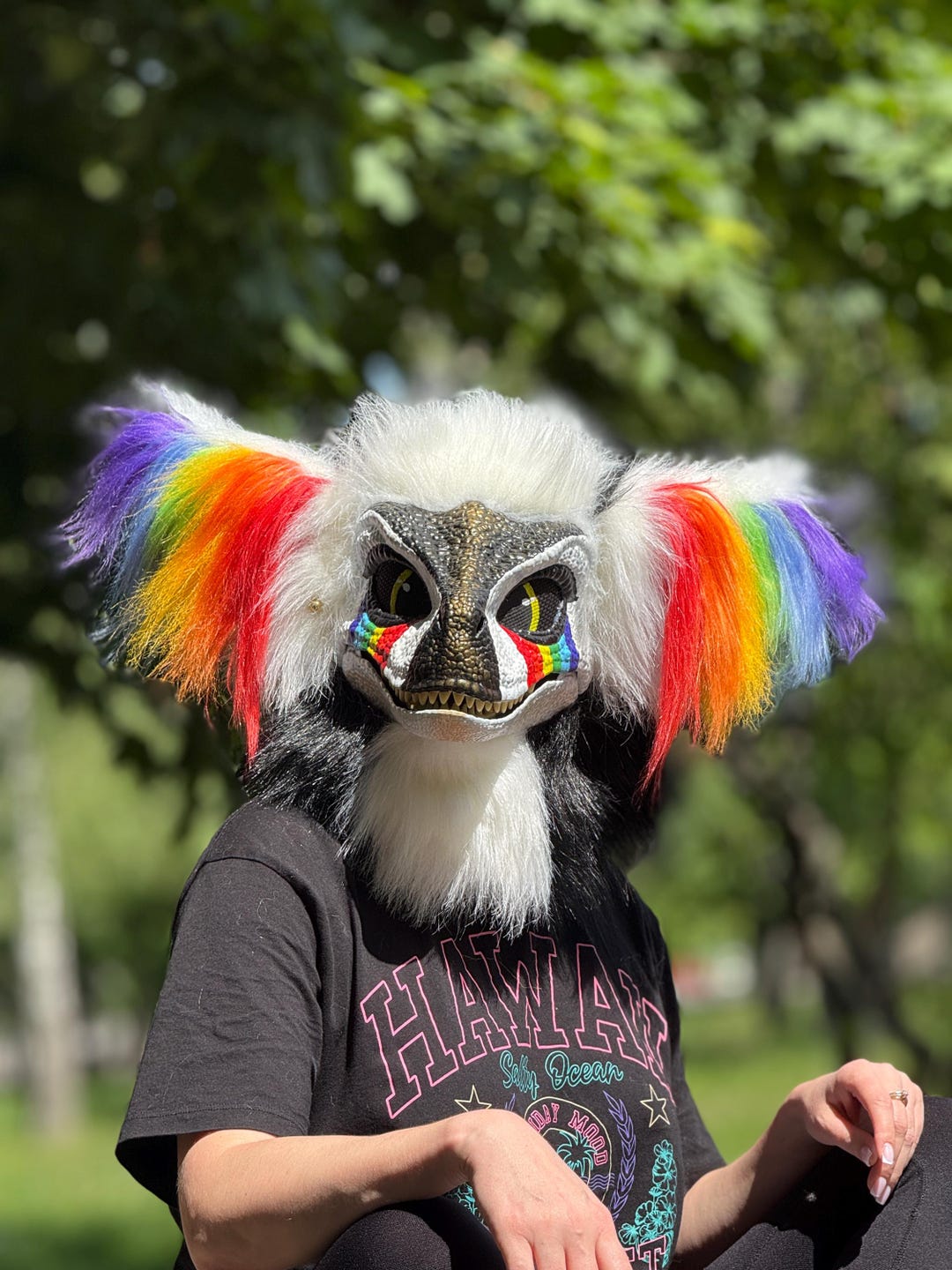 Rainbow Dino Cosplay Mask | Adjustable Helmet | LGBTQ Pride Raptor ...