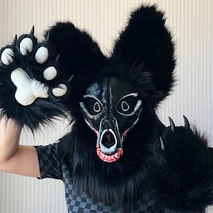 Scary Skulldog Fursuit Set, Premade Head, Paws With Claws, and Tail ...