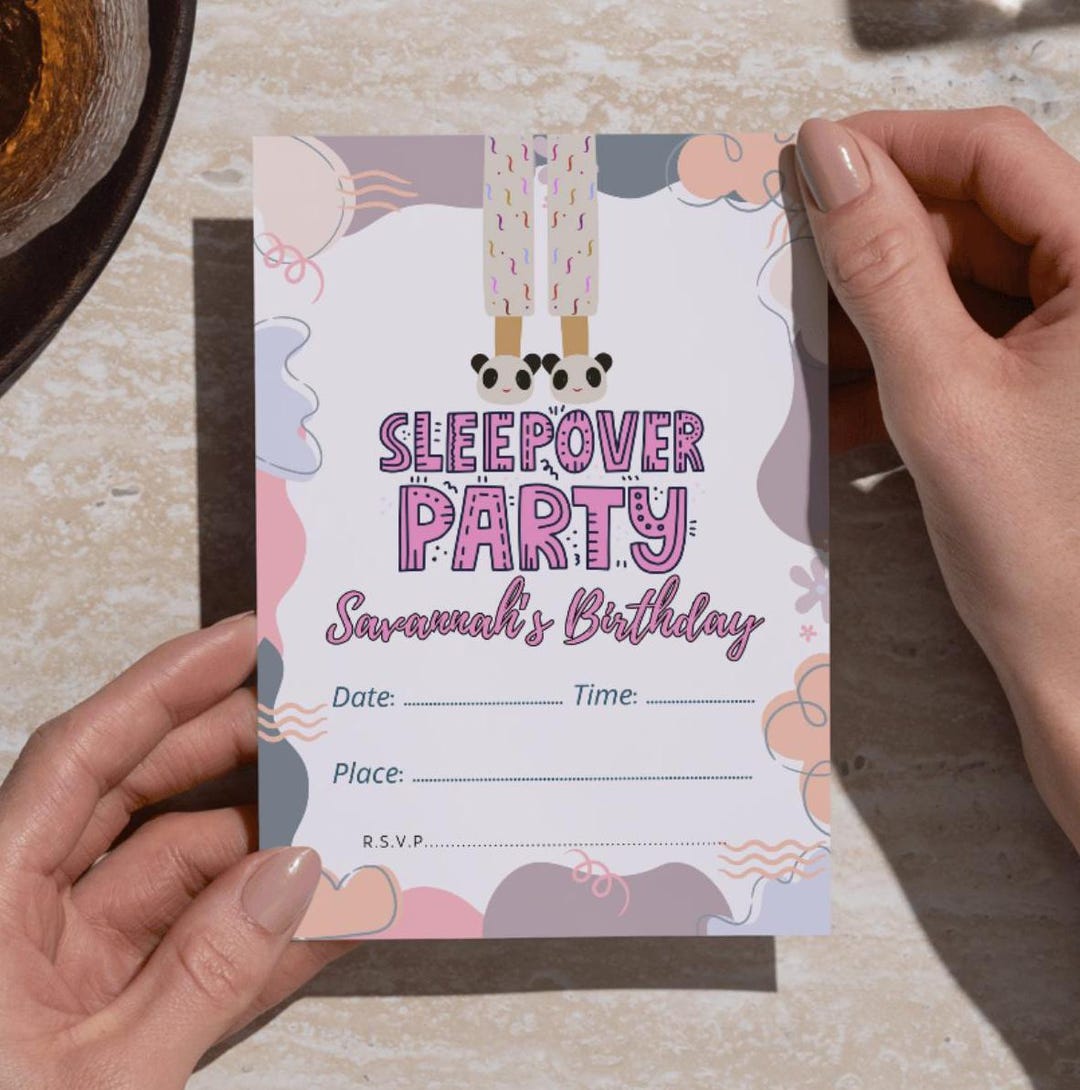 Personalised Sleepover Pyjama Party Digital Download Invitation, Custom ...