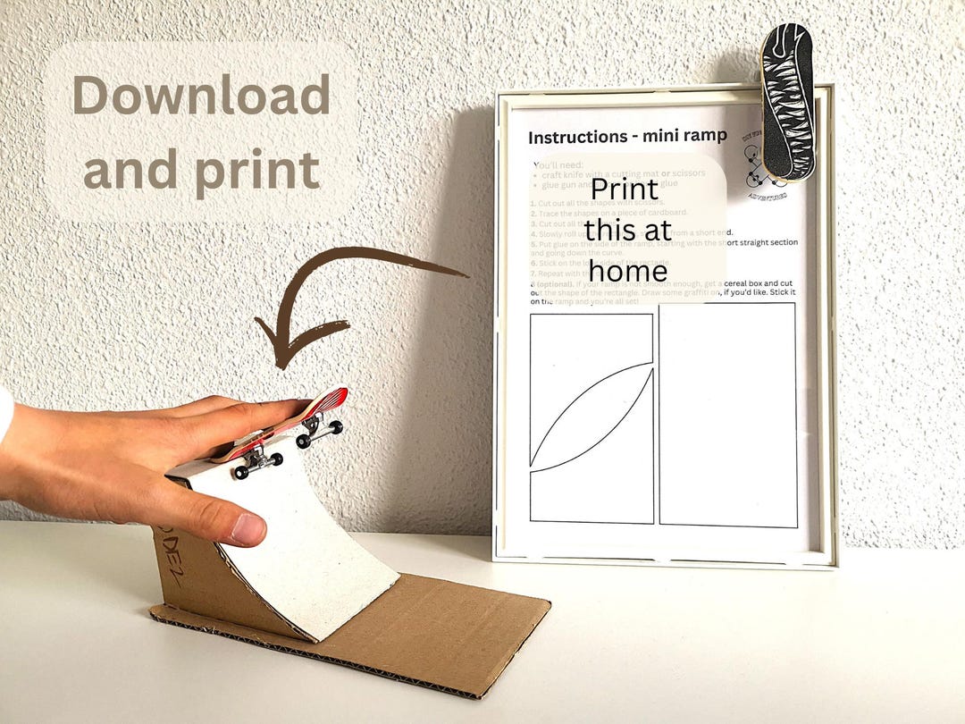 Fingerboard Ramp Template DIY: Printable Skatepark Obstacles, Mini Ramp ...