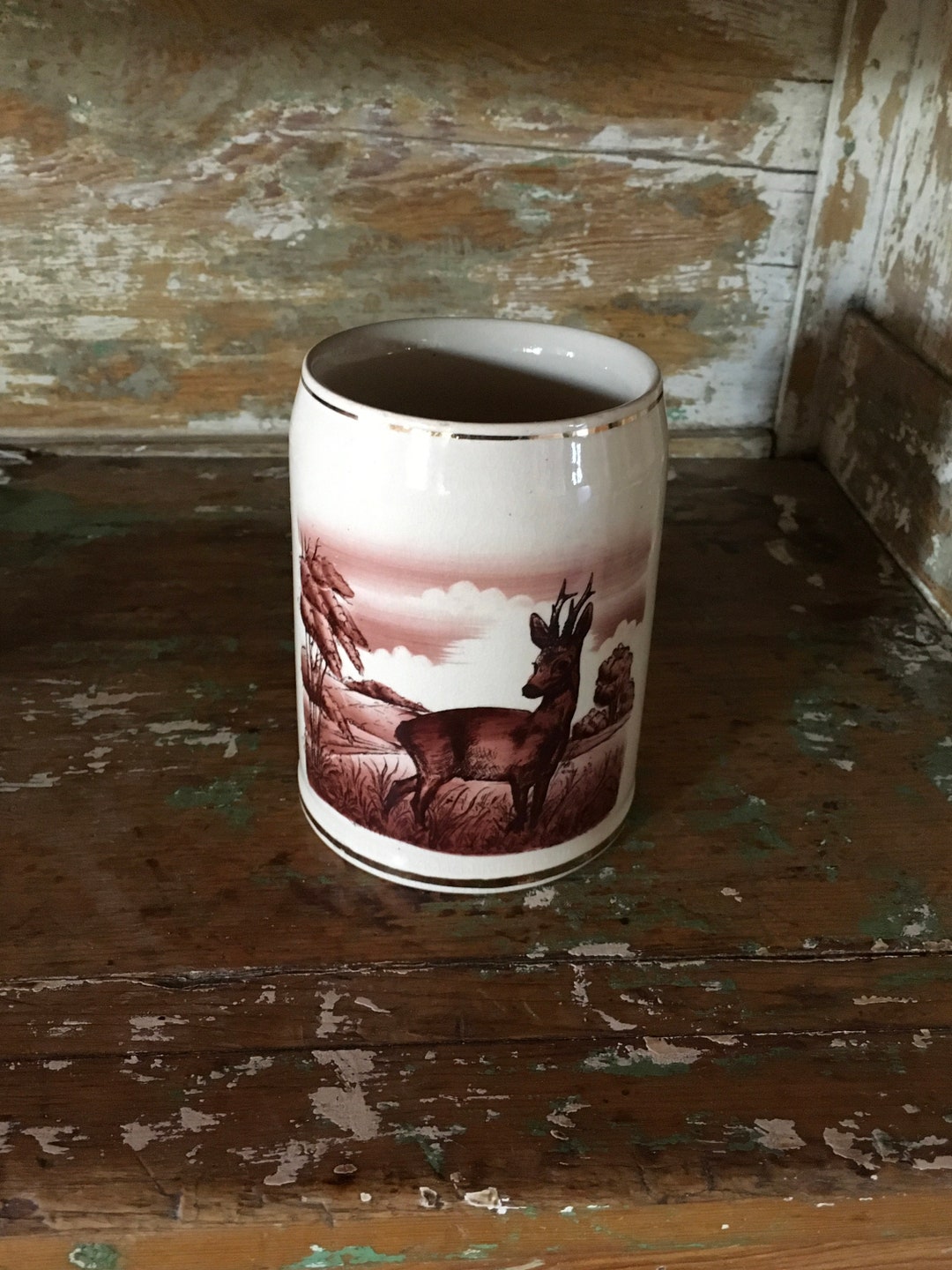 Vintage German HANDGEMALT MUGS Hand Painted Deer Mug Germany - Etsy