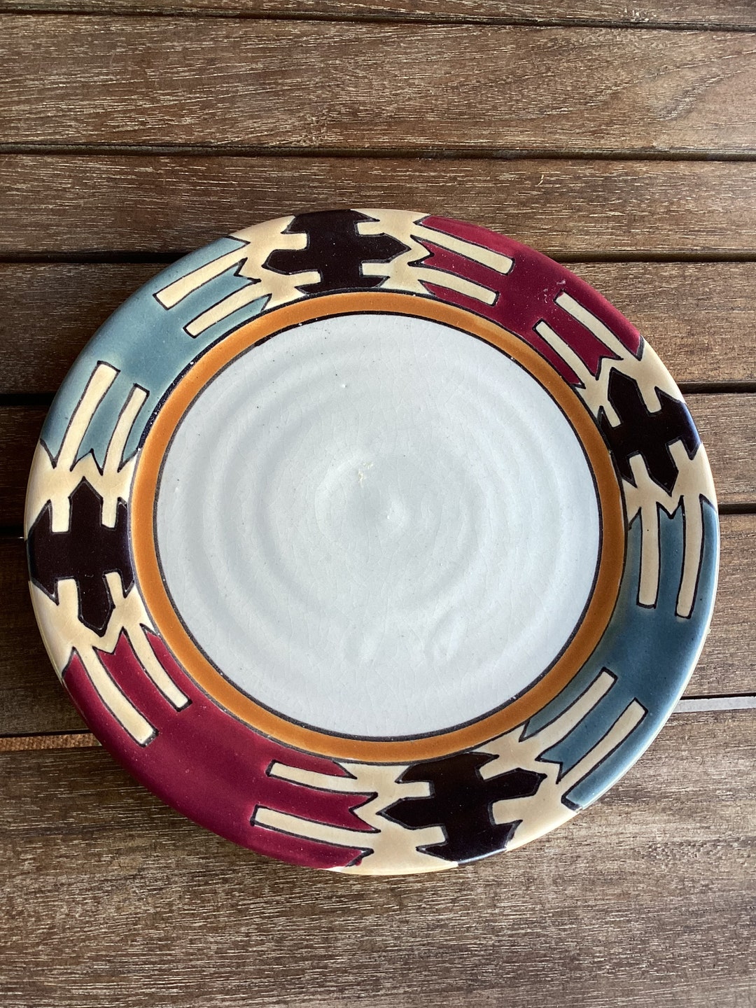 Vintage NATIVE AMERICAN Pottery Painted Clay Plate Native American ...