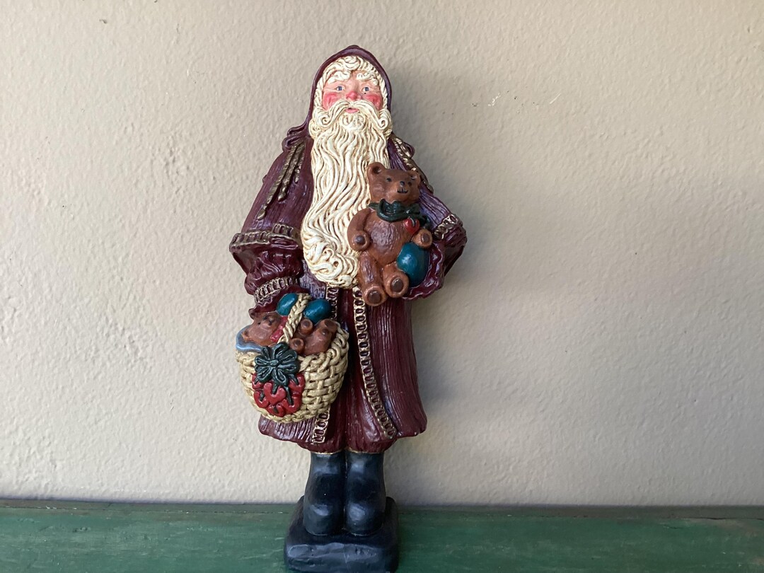 VINTAGE 1988 Folk Art Santa by Linda Horn Retro Christmas Shelf.decor ...