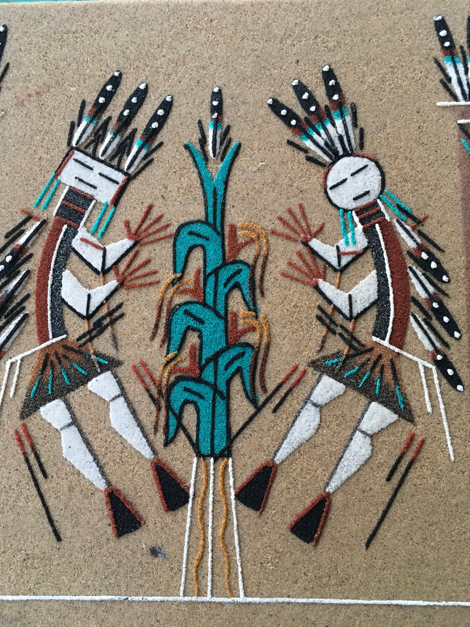 NAVAJO Native American RAINBOW PEOPLE Sand Painting Signed - Etsy