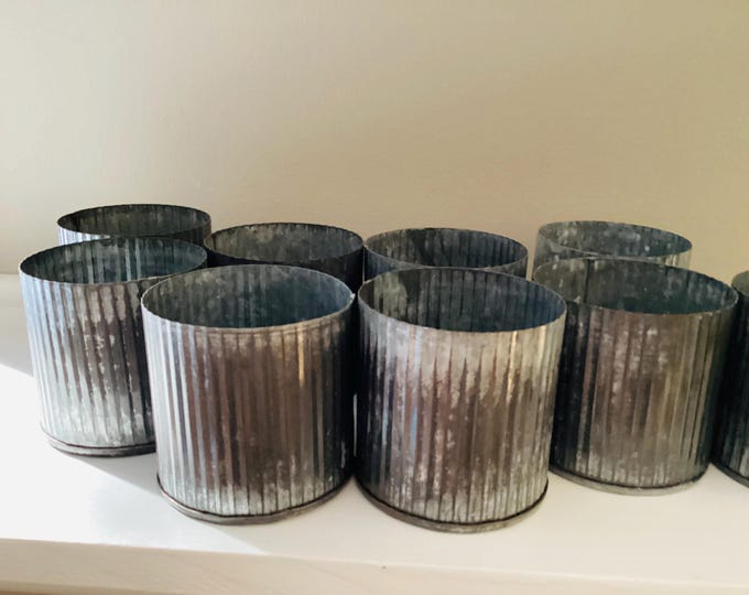 Vintage RUSTIC CORRUGATED TIN Vases Galvanized Metal Set of 9 - Etsy