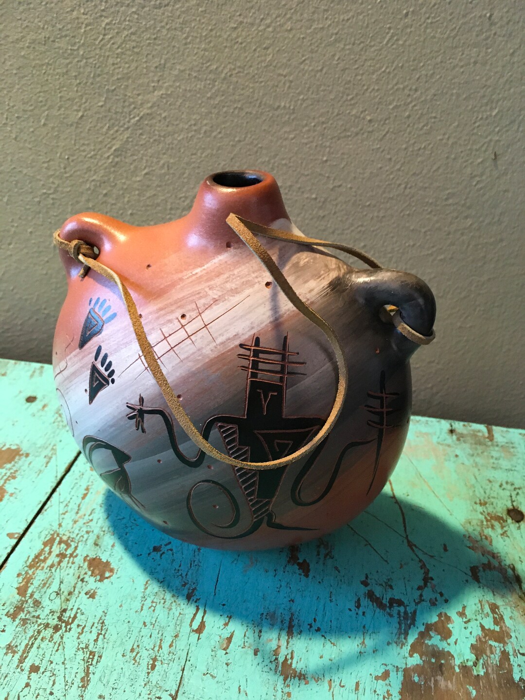 NAVAJO Pottery Hand Painted Vessel Native American Signed Dine Navajo ...