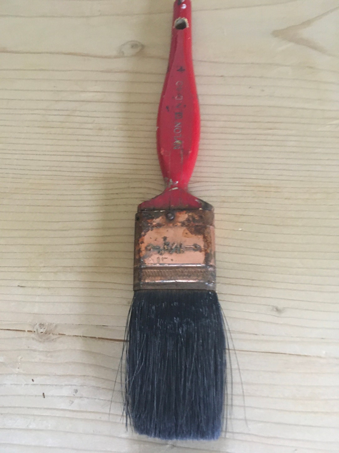 VINTAGE Copper Bristle Paint Brush Red Wood RUSTED METAL Retro Paint - Etsy