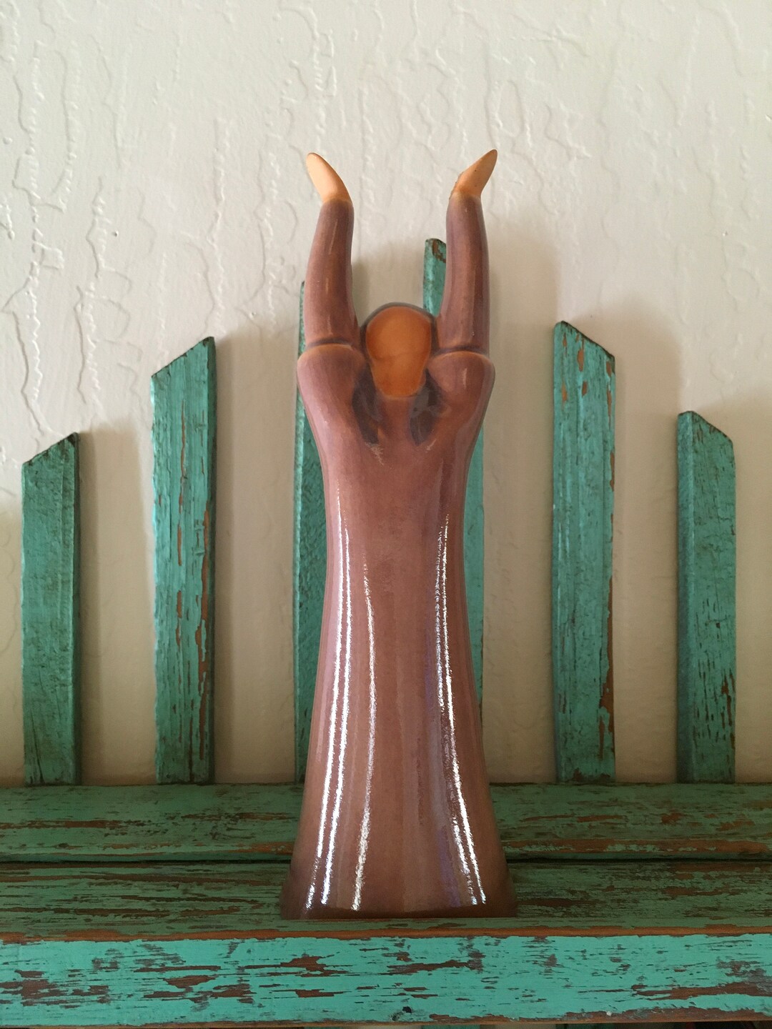 VINTAGE CERAMIC Celestial EARTH Art Statue Woman With Raised Arms - Etsy