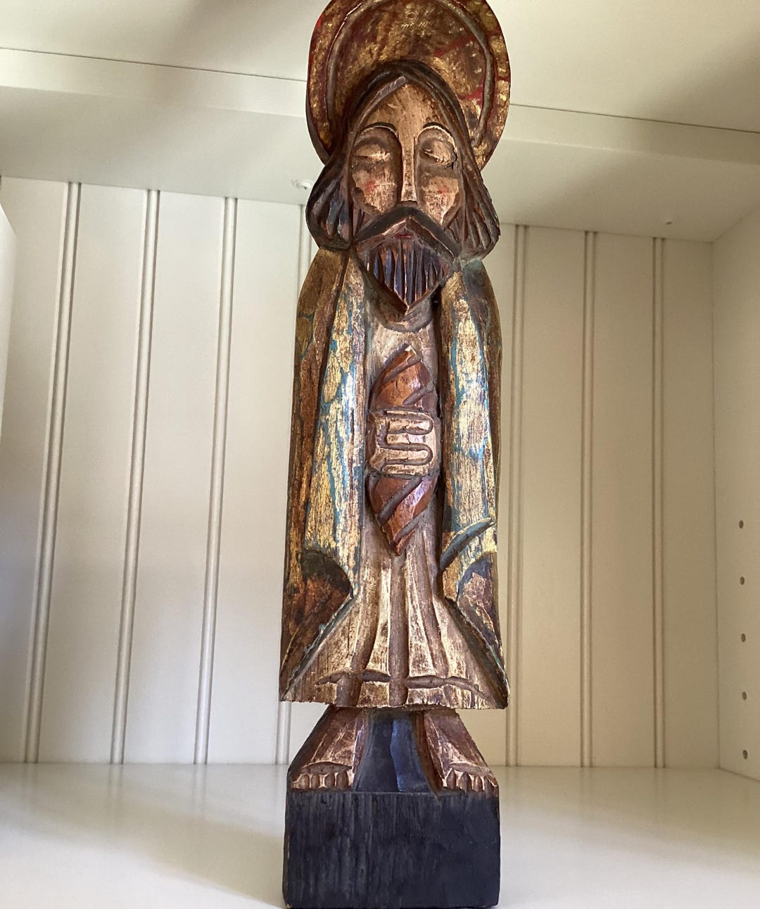 VINTAGE SAINT PETER Wall Statue Hand Carved Spain Religious Piece ...