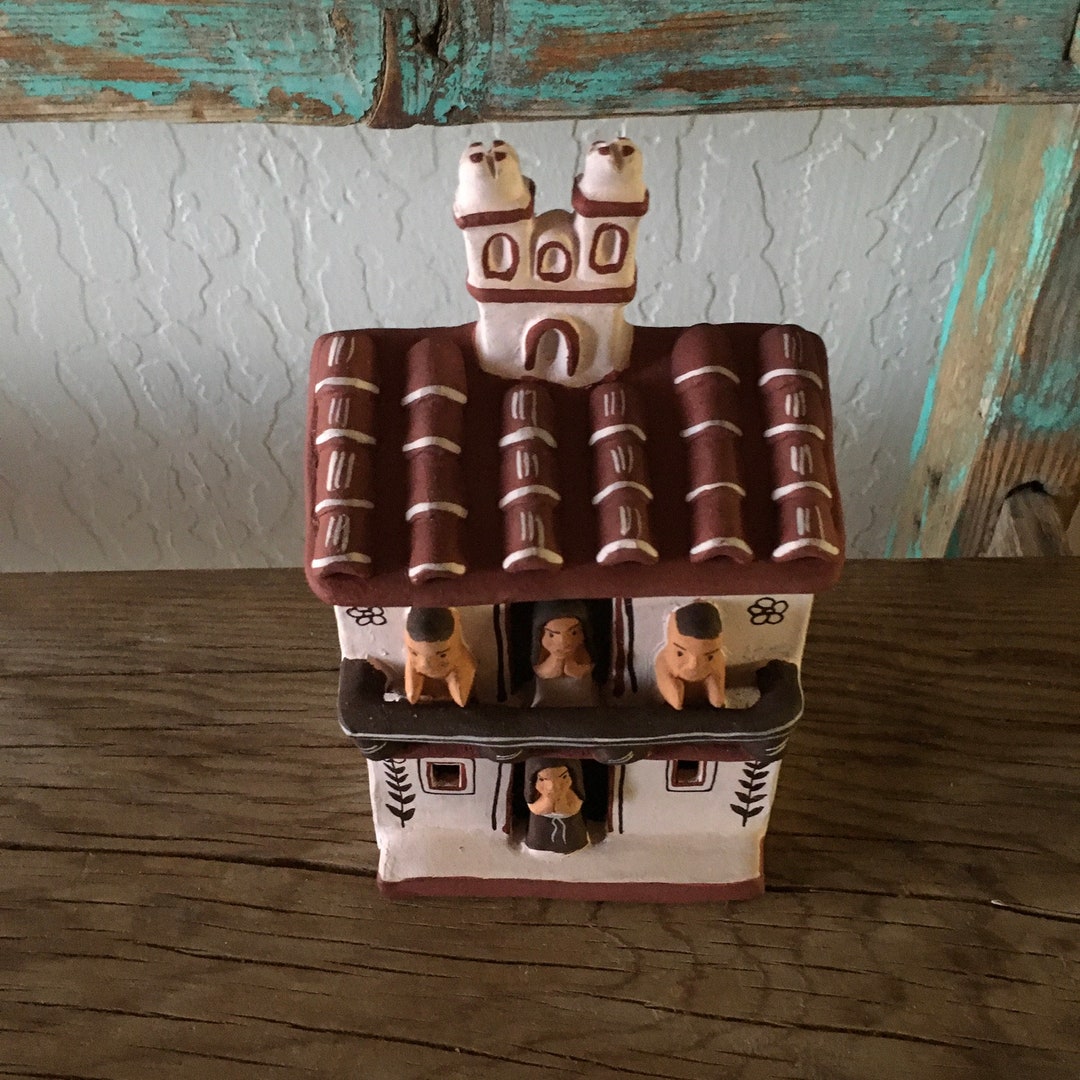 AYACHUCA Native Folk Art Church and Figurines Peru Pottery Church and ...