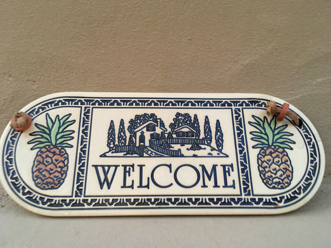 Vintage CERAMIC WELCOME SIGN Hand Made - Etsy