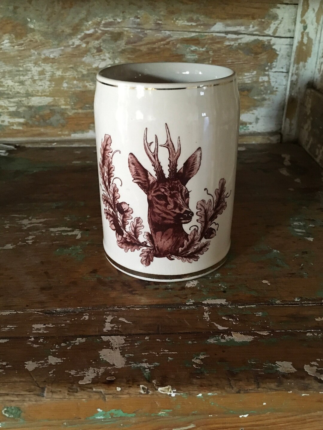 Vintage German HANDGEMALT MUGS Hand Painted Deer Mug Germany - Etsy