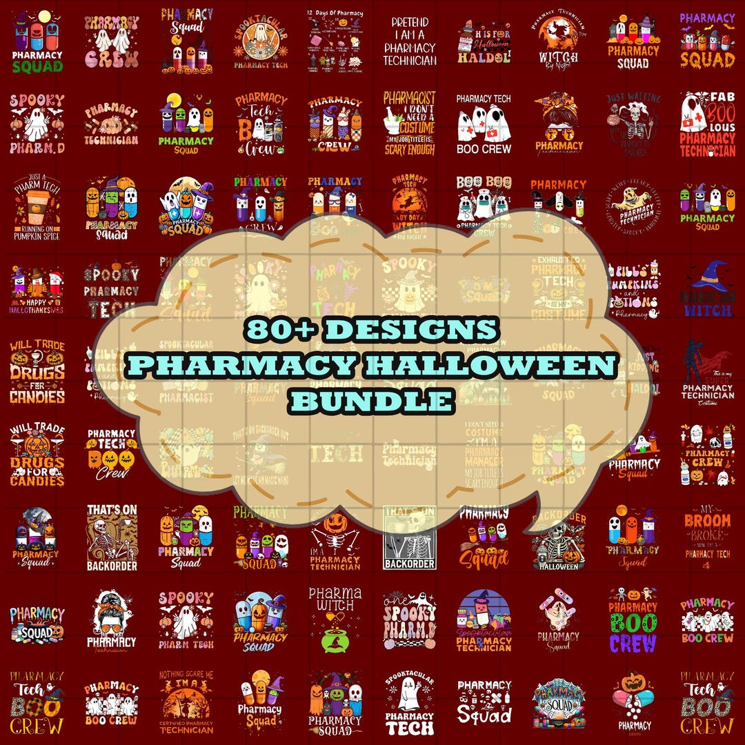 Pharmacy Halloween PNG Bundle, Spooky Ghost Pharmacist Designs (digital ...