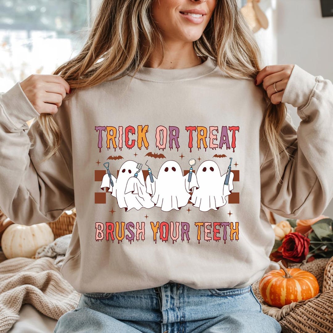 Halloween Dentist Ghosts Png, Trick or Treat, Brush Your Teeth (digital ...