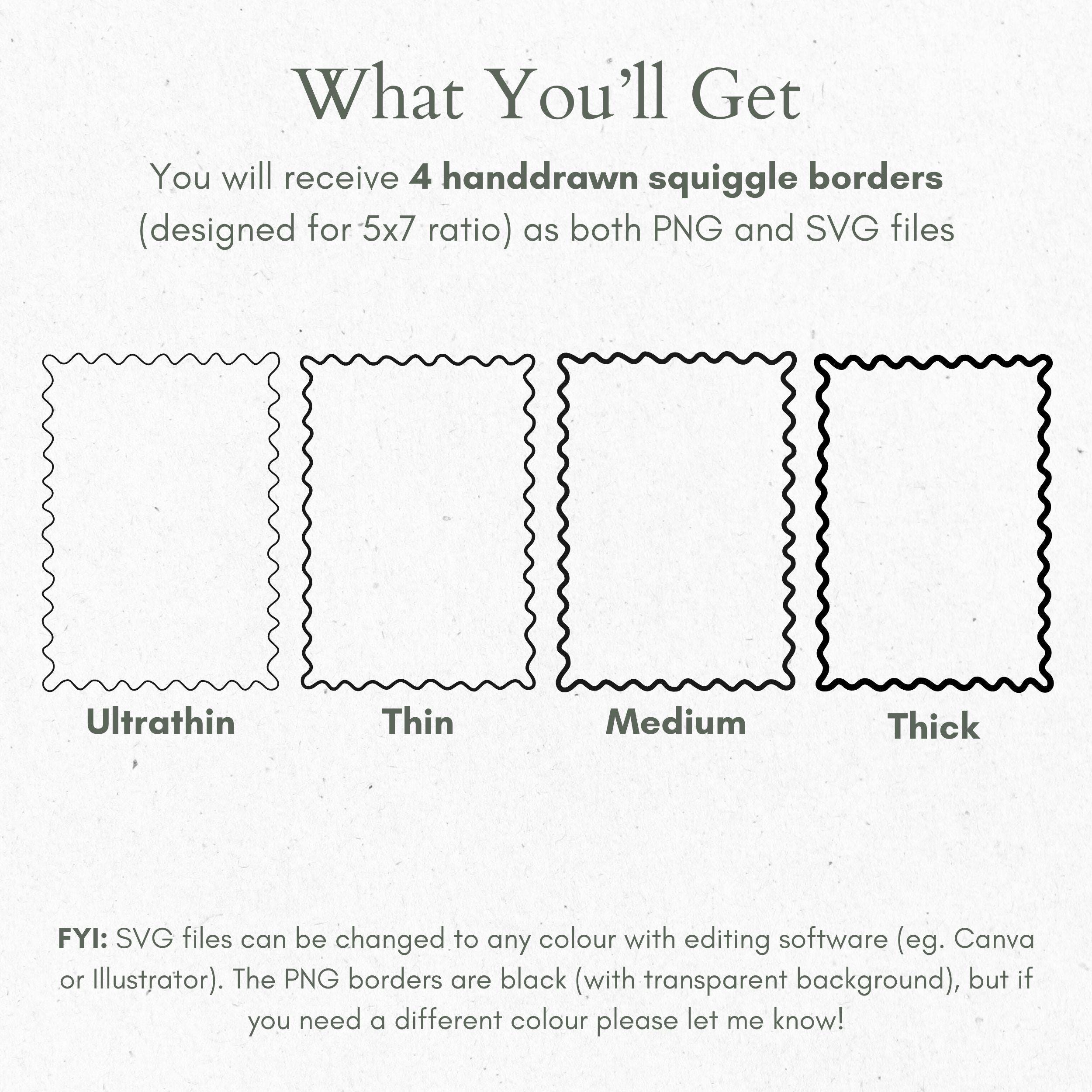 Squiggle Invite Frames SVG & PNG, Handdrawn Wedding Wavy Borders SVG ...