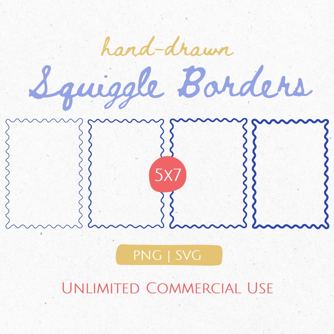 Squiggle Invite Frames SVG & PNG, Handdrawn Wedding Wavy Borders SVG ...