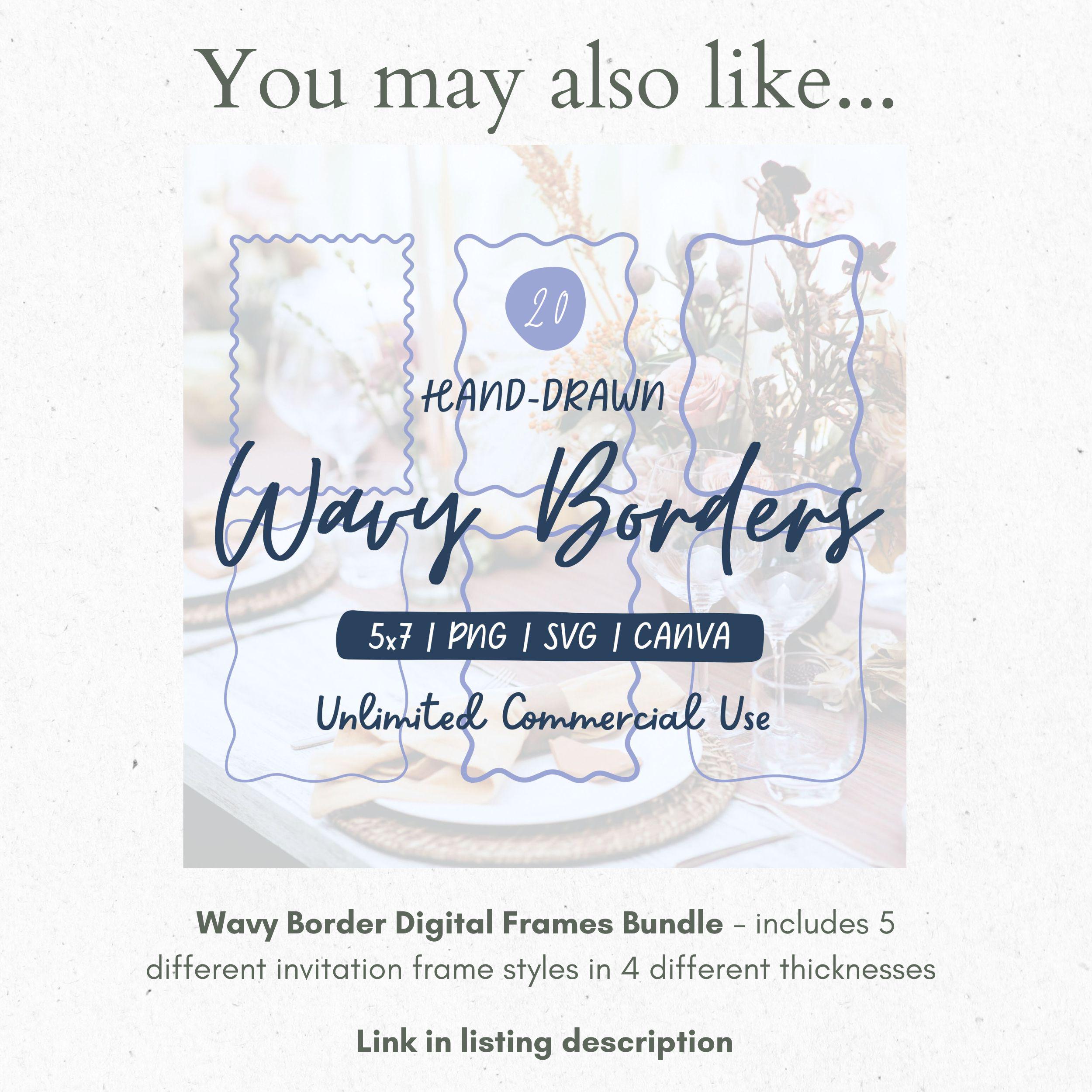 Squiggle Invite Frames SVG & PNG, Handdrawn Wedding Wavy Borders SVG ...