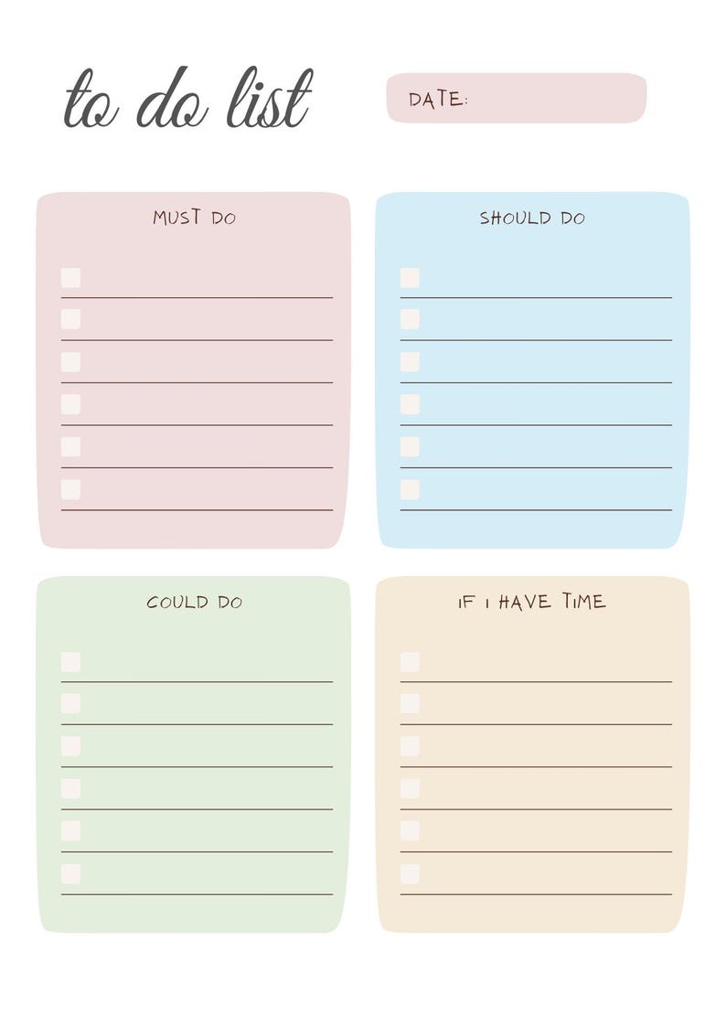 TO DO-LIST (printable A4 Pdf) - Etsy