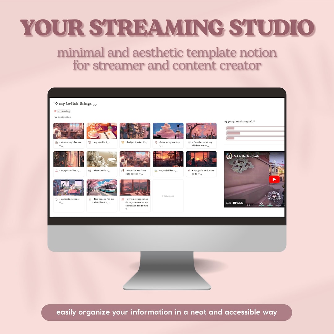 YOUR STREAMING STUDIO | Aesthetic & Minimal Notion Template for Streamer and Content Creator ...