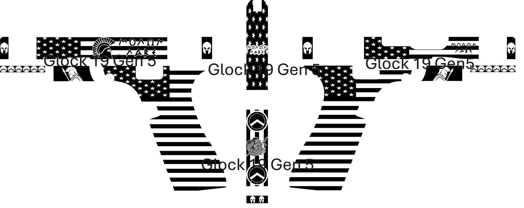Glock SVG, Glock 19 Gen 5 Spartan, Glock Vector, Glock American Flag - Etsy