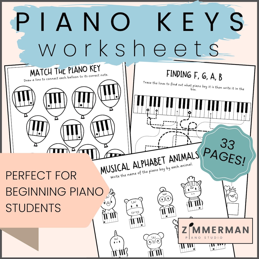 Piano Keys Worksheets for Beginners | Digital Download | Preschool ...