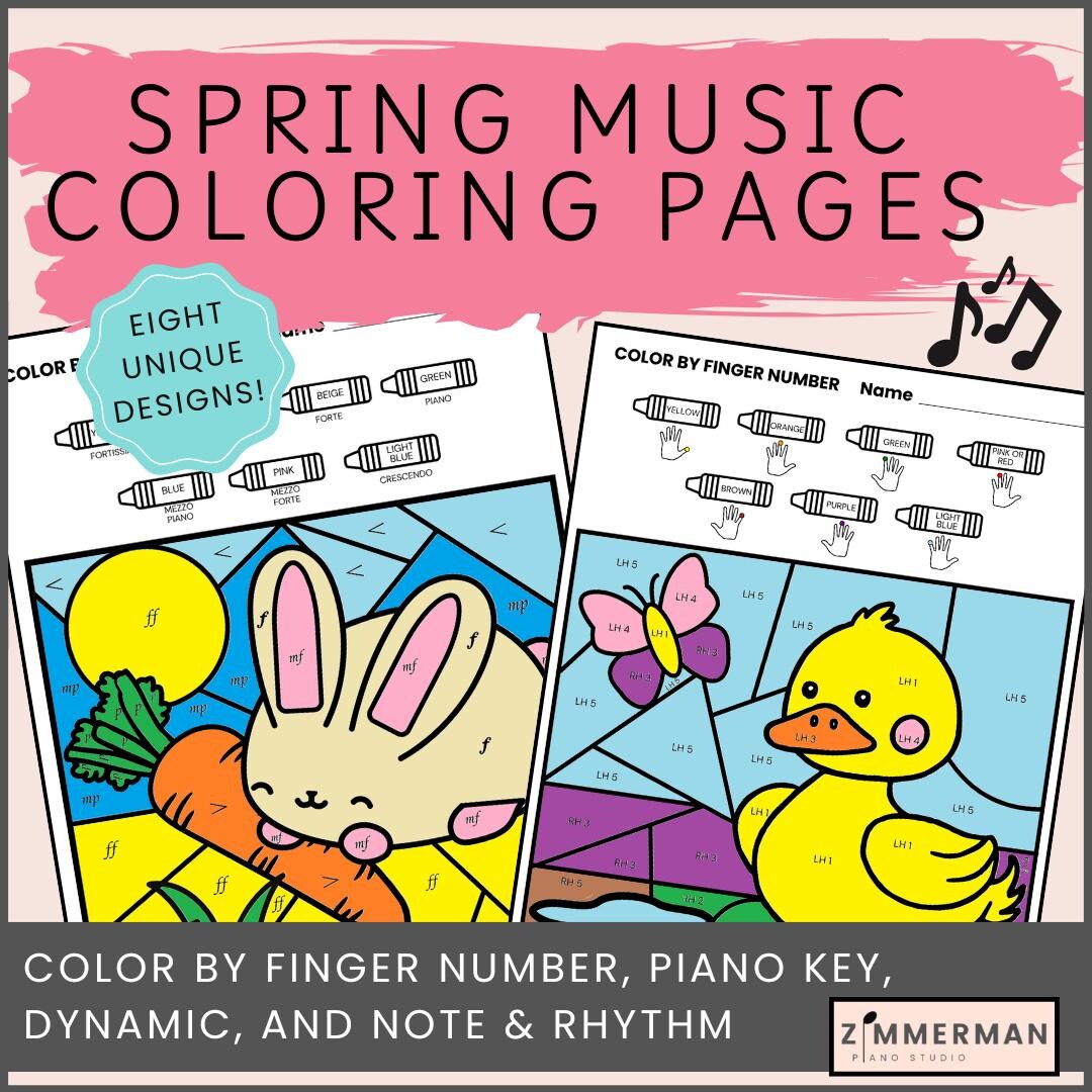 Spring-themed Music Coloring Pages | Color by Music Notes | Music ...