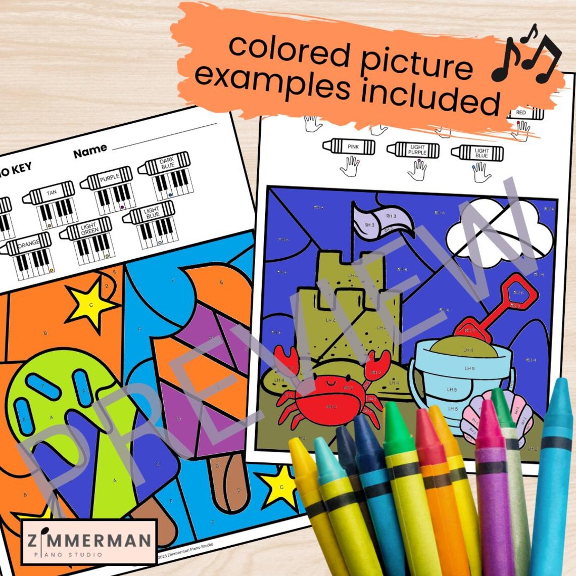 Summer-themed Music Coloring Pages - Etsy