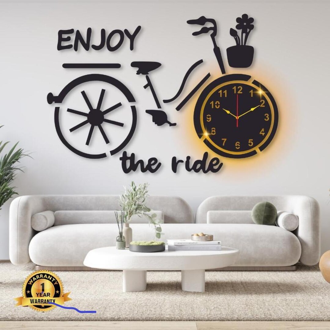 Bicycle Design Laminated Wall Clock With Backlight Digital Download.png ...