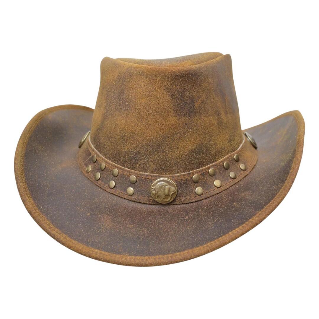 Handmade Crazy Horse Leather Cowboy Hat: Australian Outback Style - Etsy