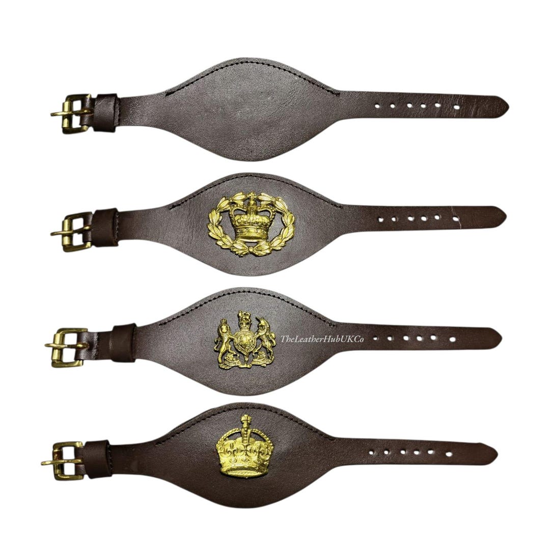 British Army Leather Rank Wrist Strap: Brass Buckle, Military Parade ...