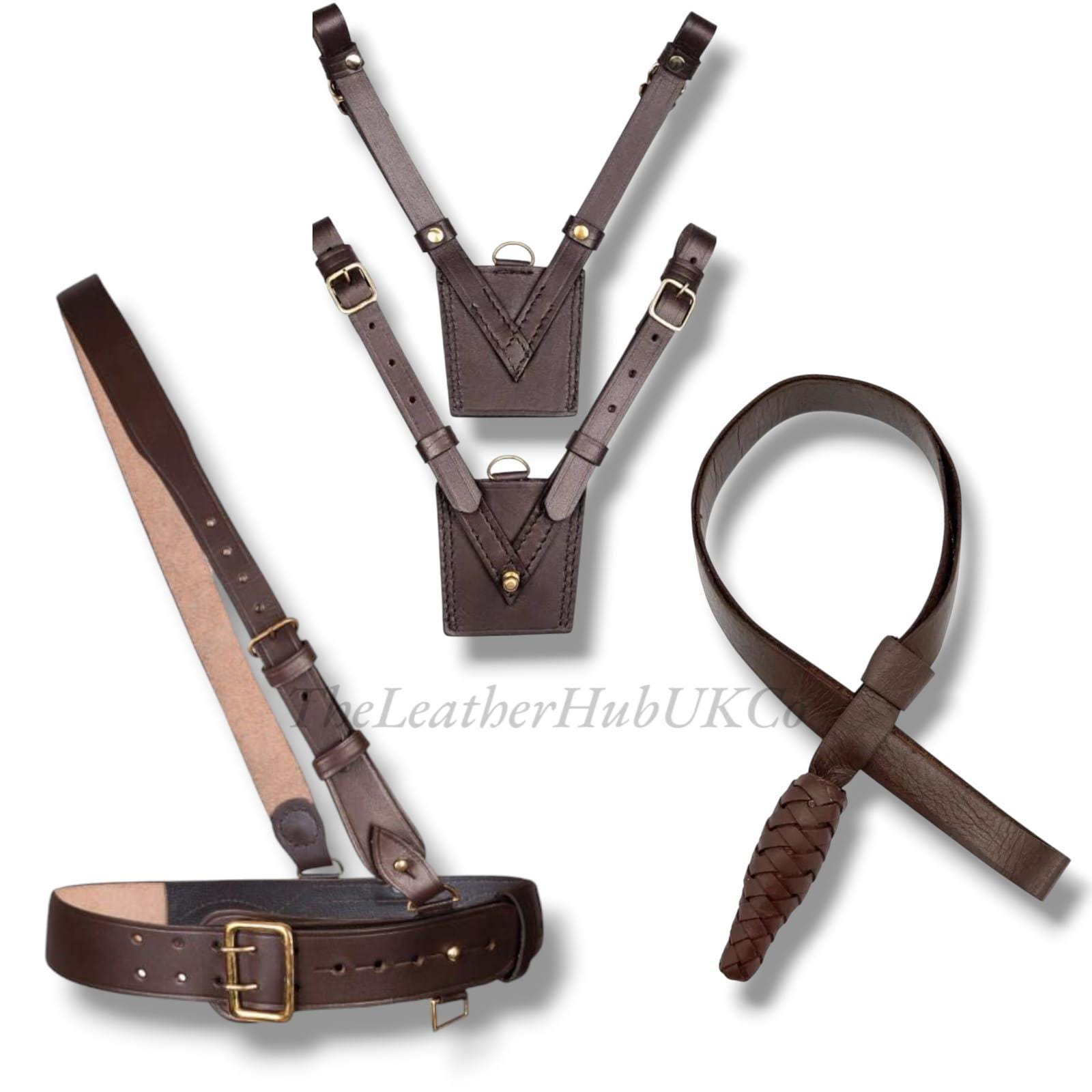 Handmade Brown Leather Sam Browne Belt Set: Military Parade, Cosplay ...