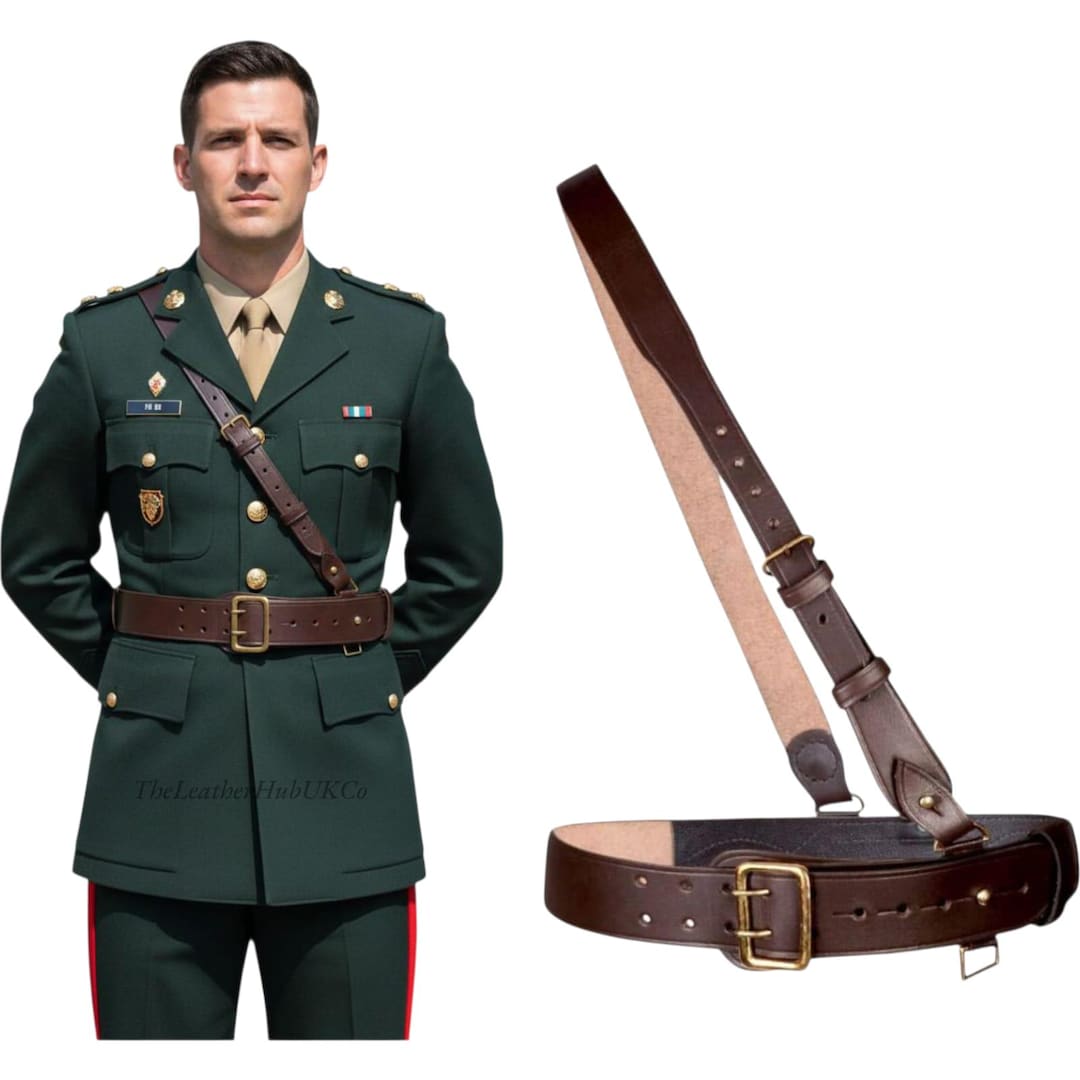 Handmade Full Grain Leather Sam Browne Belt: Military Officer Shoulder ...