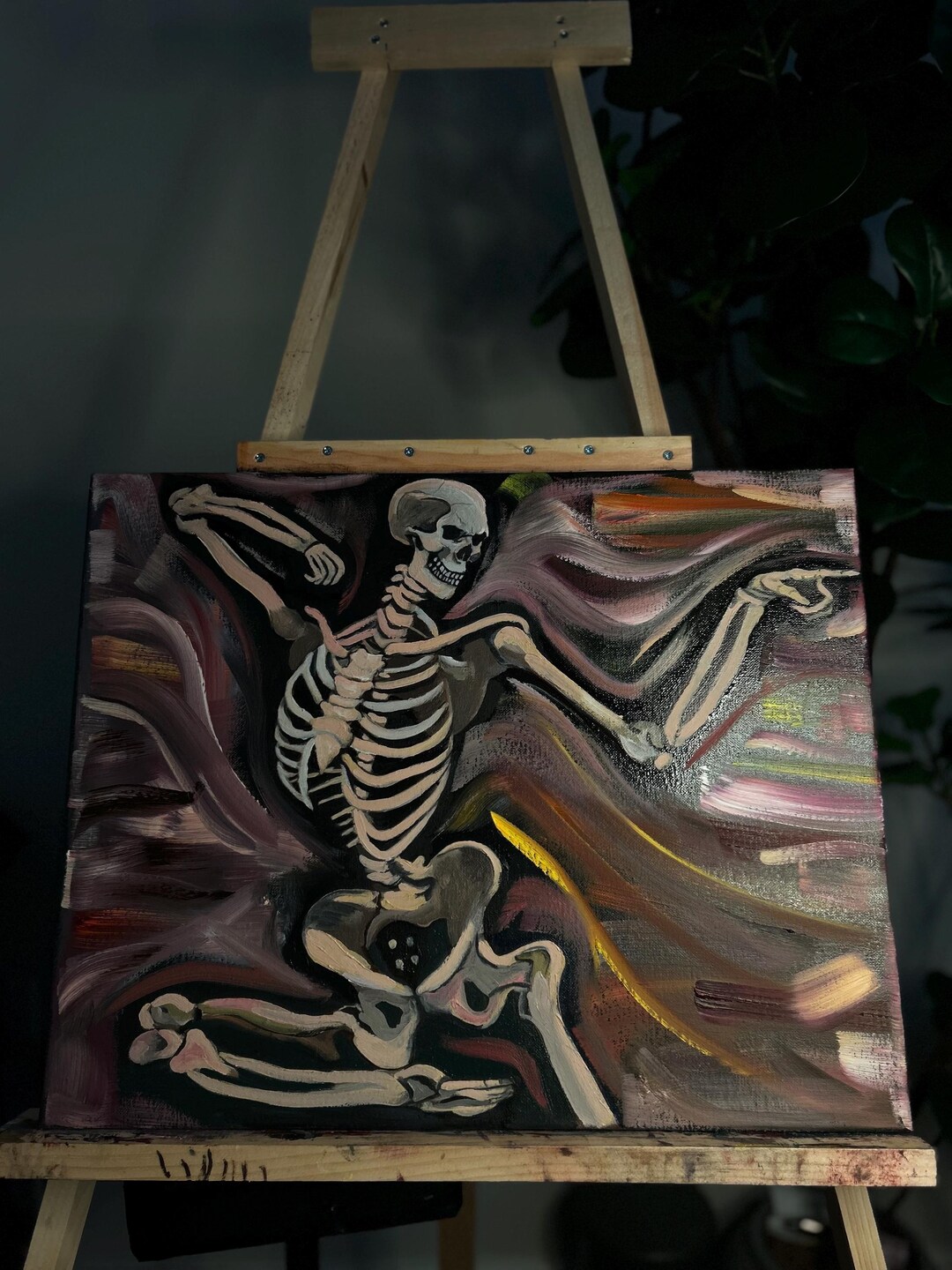 Dancing Skeleton Skeleton Original Oil Painting - Etsy